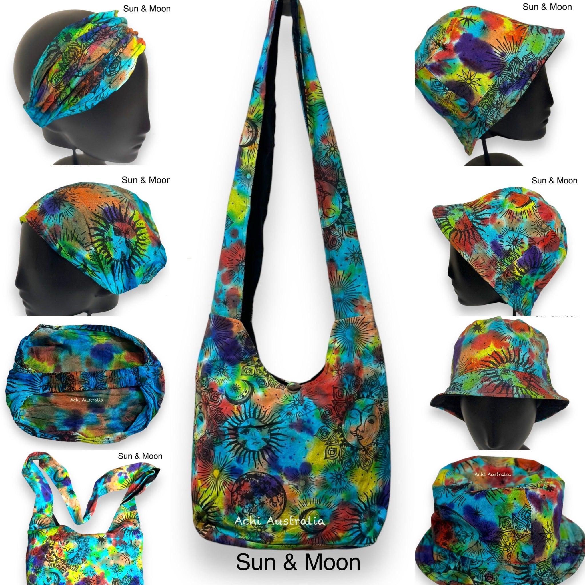 Beautiful Sun Moon sets(bucket hat , bags ) – AchiAustralia
